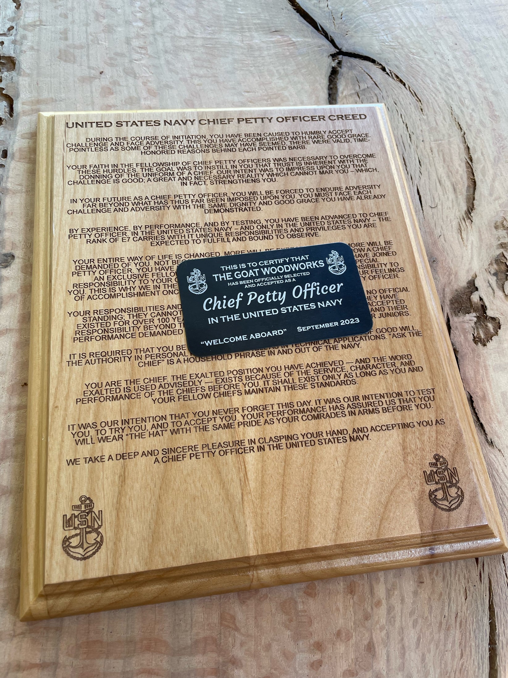 Chief Petty Officer Creed Plaque and CPO Card (Set) – The Goat Woodworks